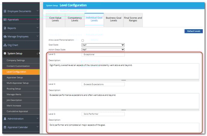 Customizing Performance Level Descriptions and Final Score Ranges - Performance Pro